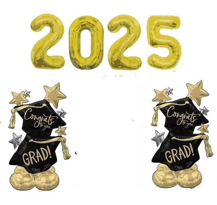 Graduation Gold Numbers 2025 Congrats Star Clusters Airloonz Balloons ...